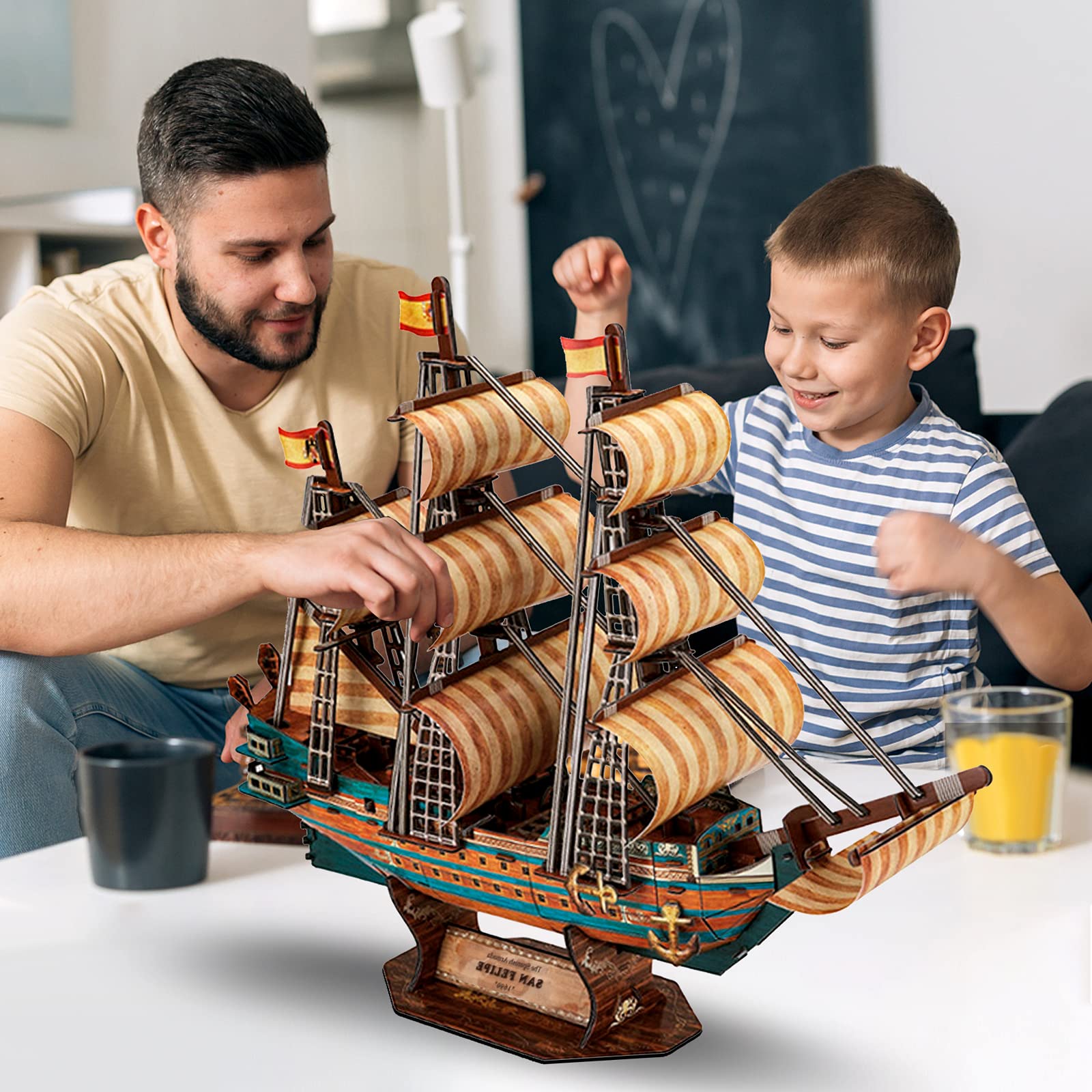 Snapklik.com : 3D LED Puzzle Ship Model Kit, Decor Sailboat For Adults ...
