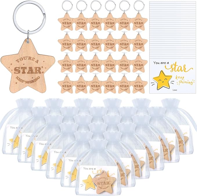 Amazon.com: Landical 25 Sets Star Keychain Graduation Gift Wooden You ...