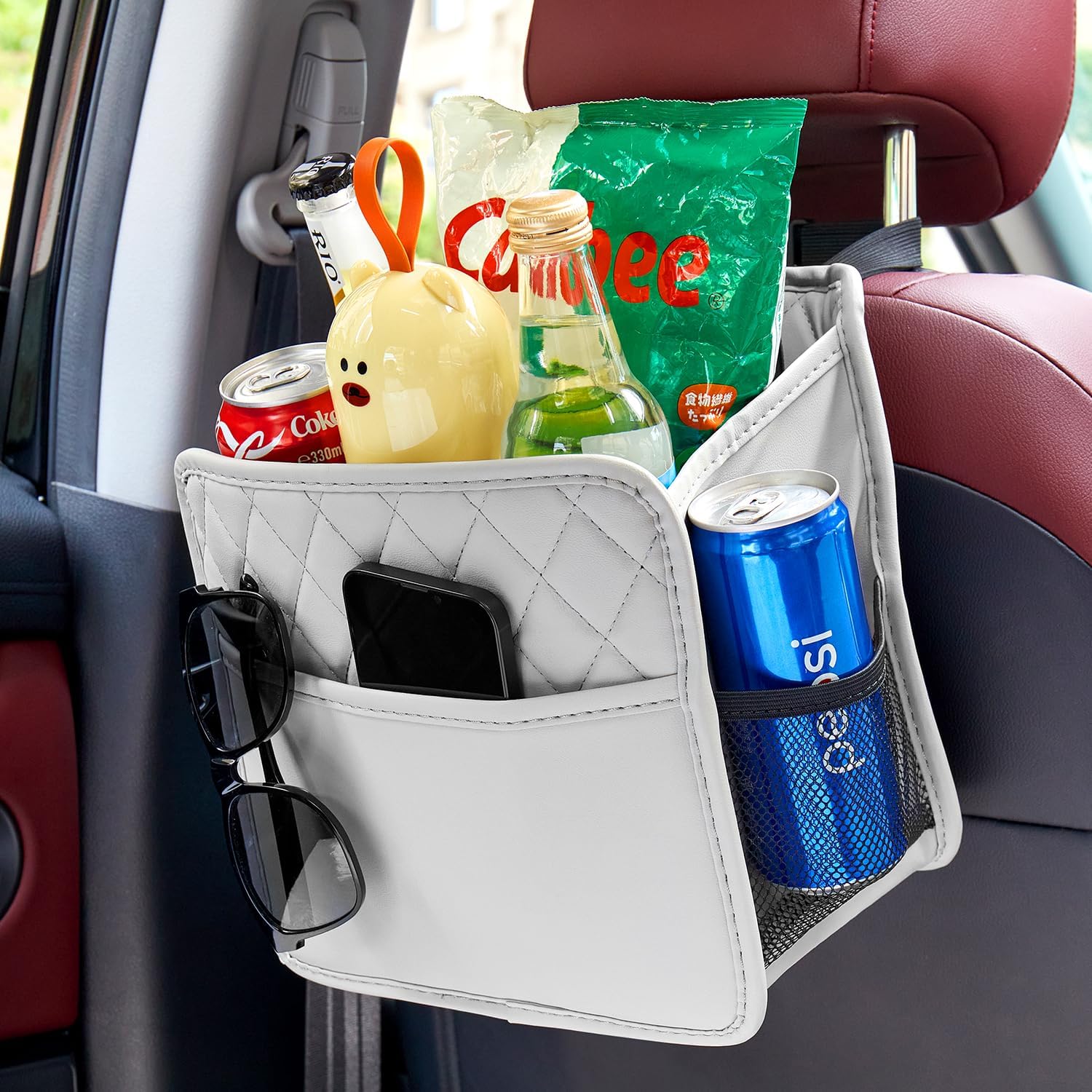 Amazon.com: LXUNYI Car Seat Organizer, Updated Large Leather Backseat ...