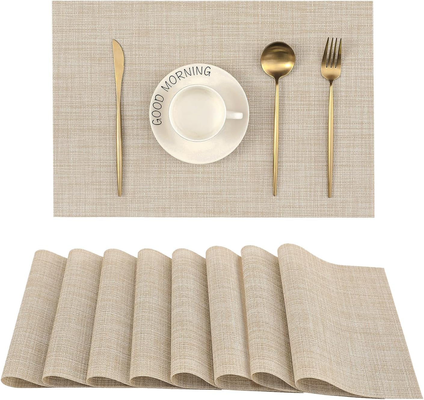 Amazon.com: LEXMORE Placemats Set of 8 Vinyl/Plastic Woven Place Mats ...