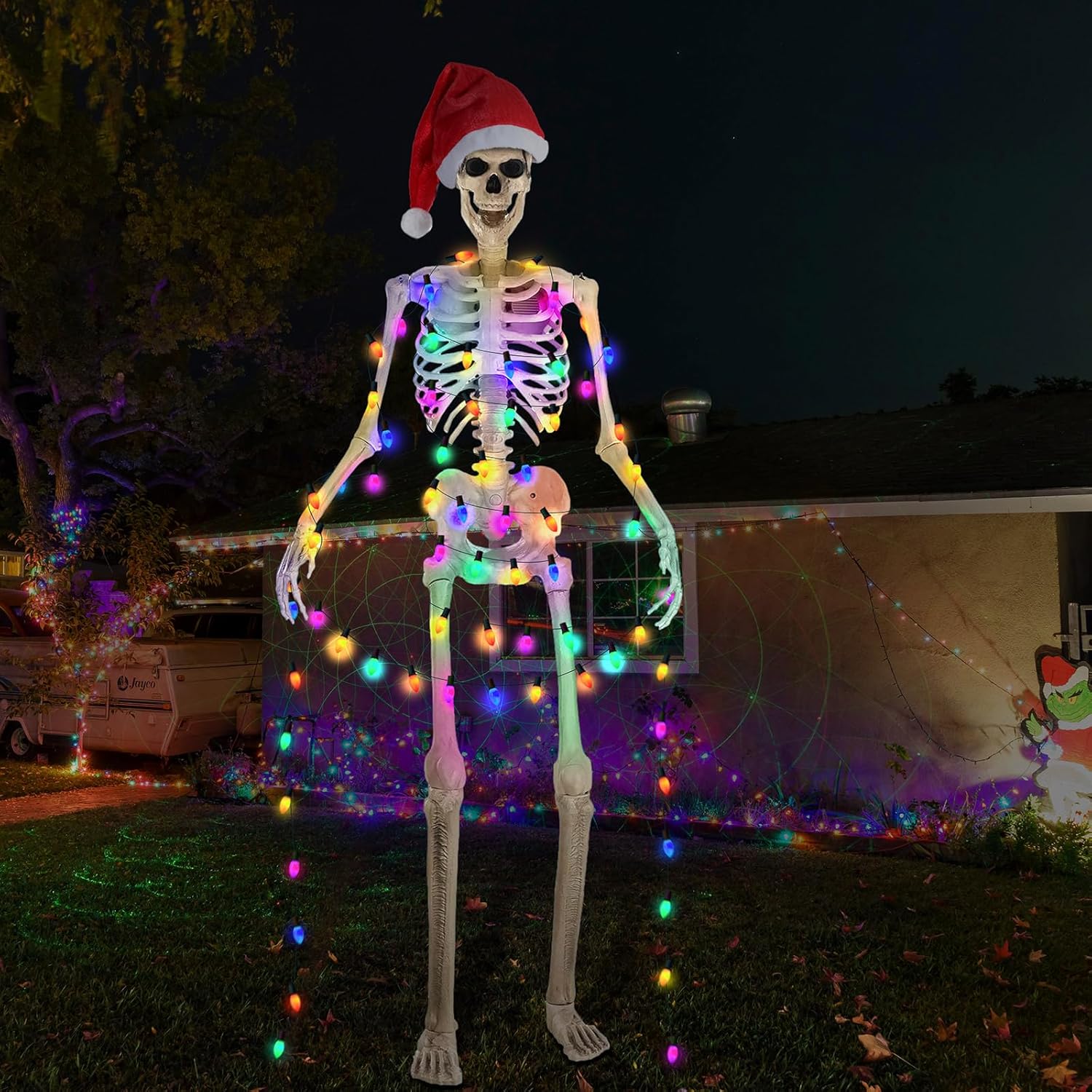 Amazon.com: Honoson 12 ft Skeleton Santa Costume Accessories Includes a ...