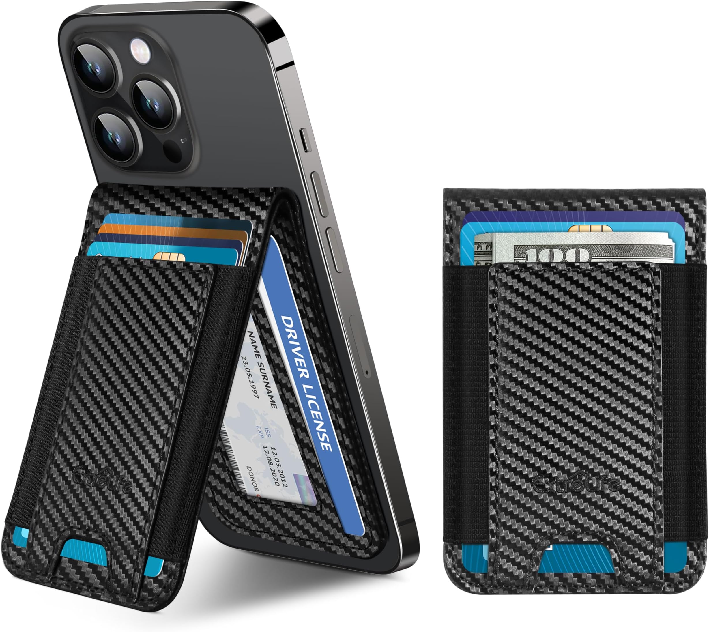 Amazon.com: Phone Wallet Stick On, Phone Wallet with Adjustable Stand ...