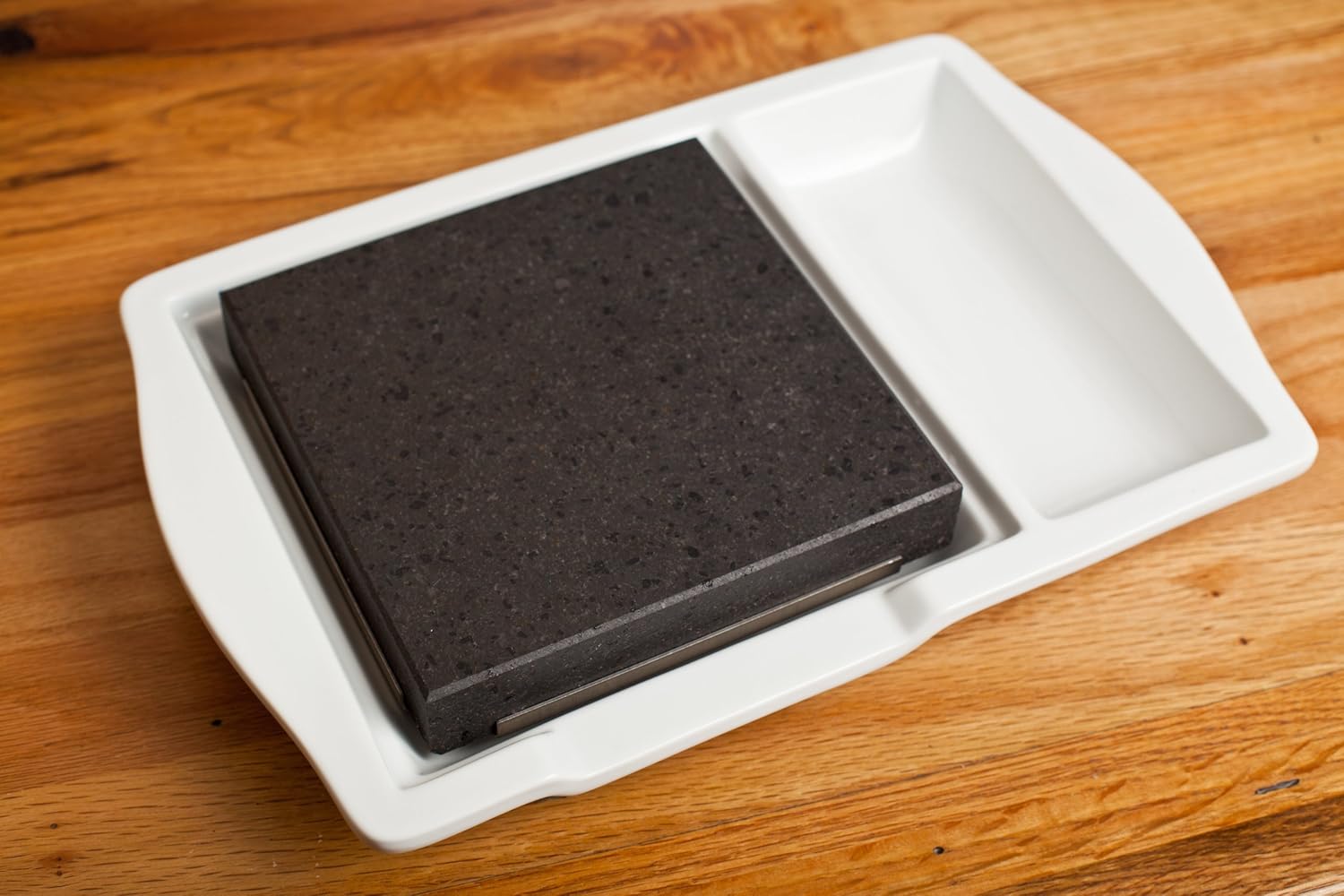 Hot Stone Cooking Set with Lava Cooking Stone in Ceramic Platter with ...