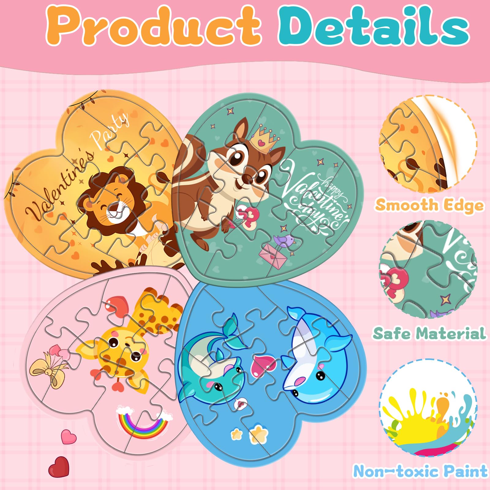 Heart Jigsaw Puzzle Cards Kids Classroom Exchange Gifts 24-Piece ...