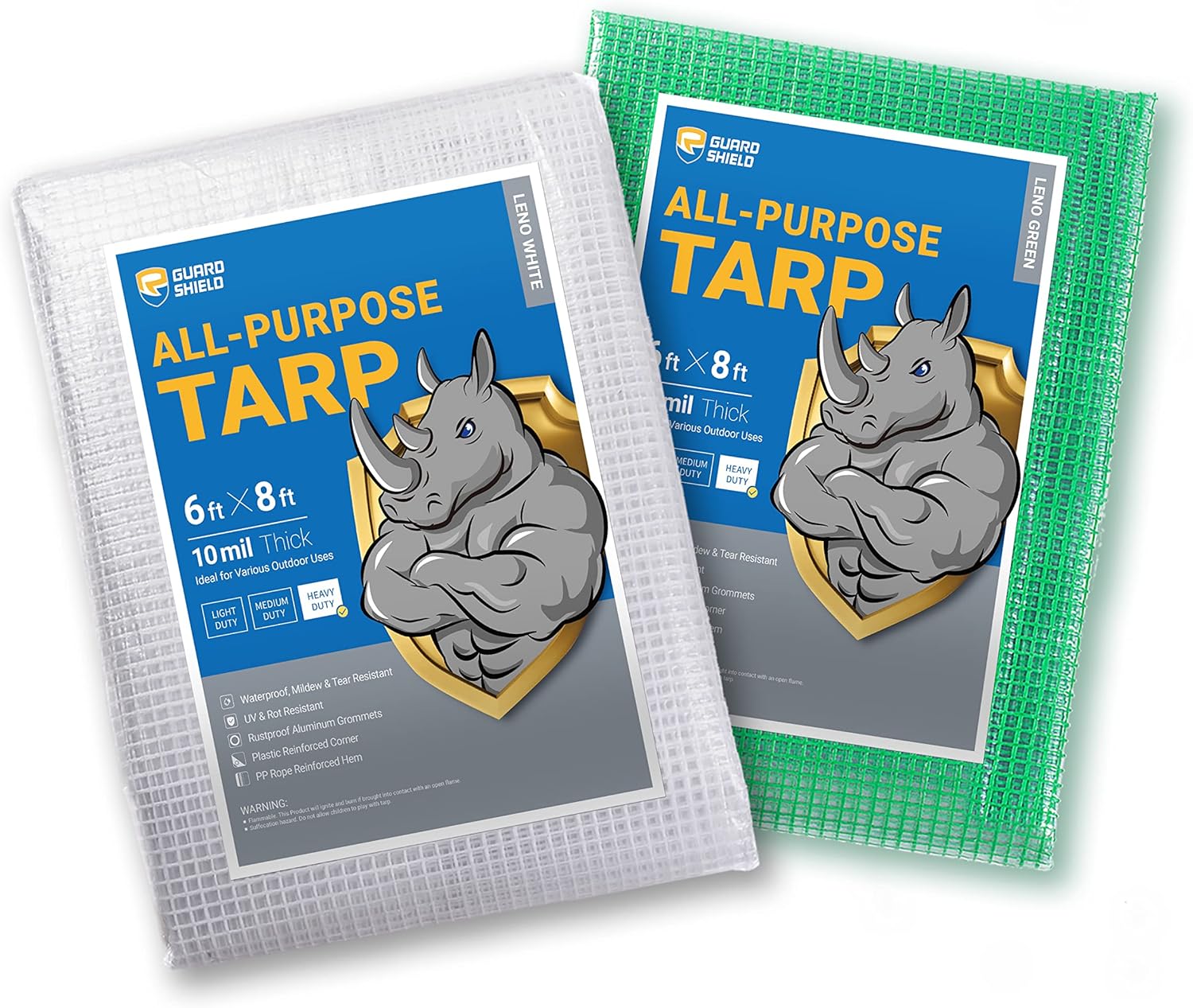 Amazon.com: GUARD SHIELD Clear Tarp 2 Pack Bundle White and Green 6X8 ...
