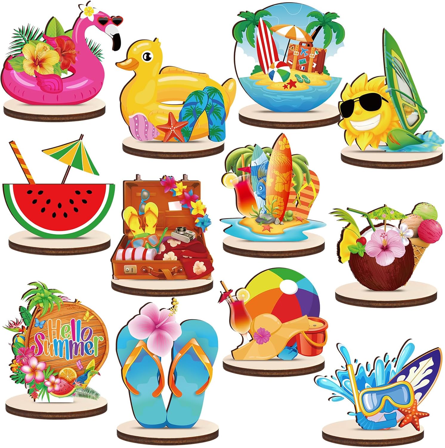 Amazon.com: Geetery 12 Pcs Pool Party Decoration Pool Table Centerpiece ...
