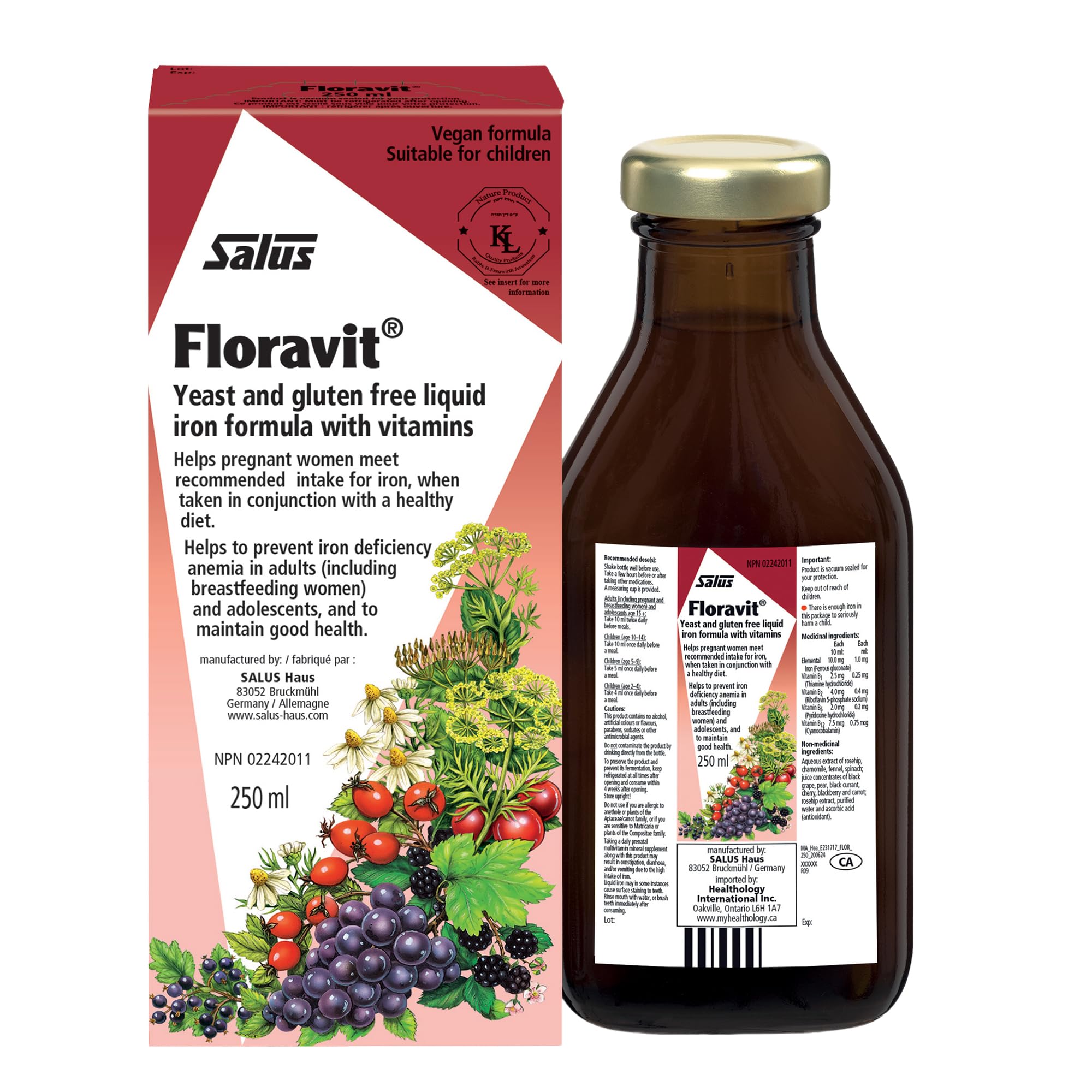 Salus Floravit Liquid Iron and Vitamins | Herbal Iron Supplement for ...