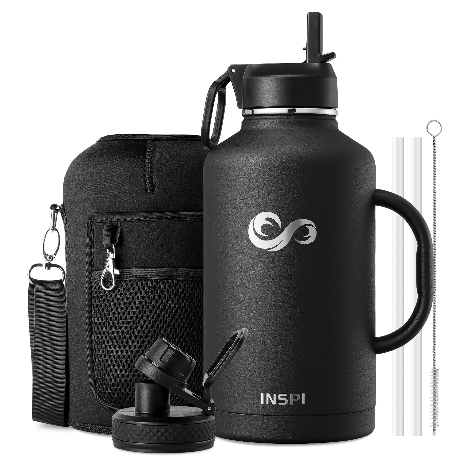 Amazon.com: INSPI Insulated Water Bottle 64oz with Handle, Double Wall ...