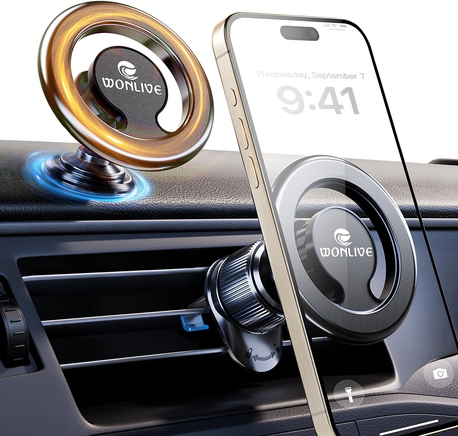 Amazon.com: WONLIVE for Magsafe Car Mount, 2 in 1 Vent/Dashboard ...