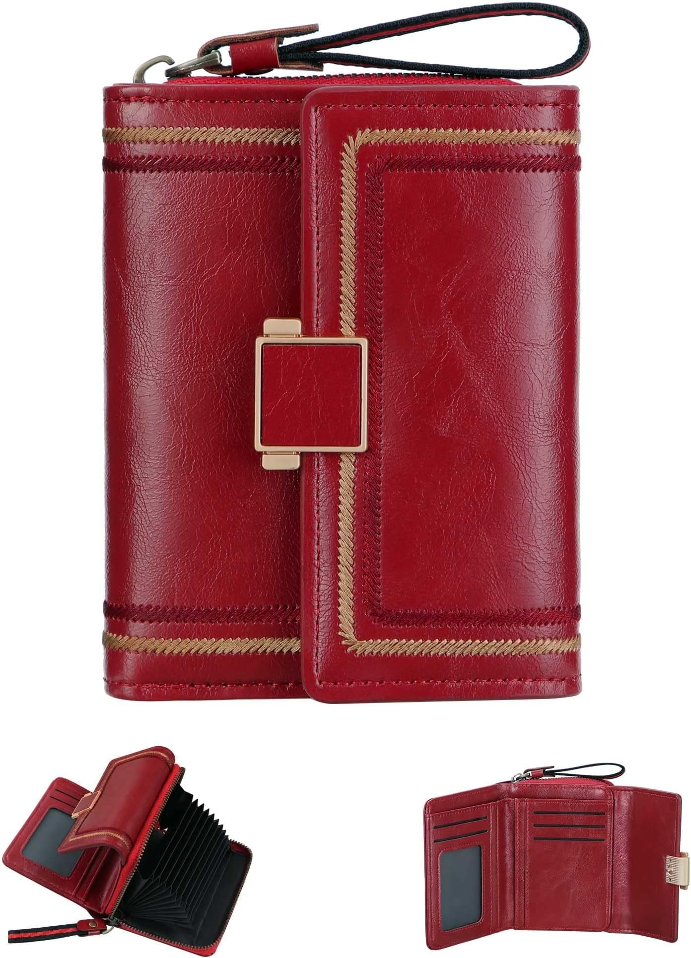 NALACAL Minimalist Small Zipper Wallets for Women, Slim Bifold PU ...