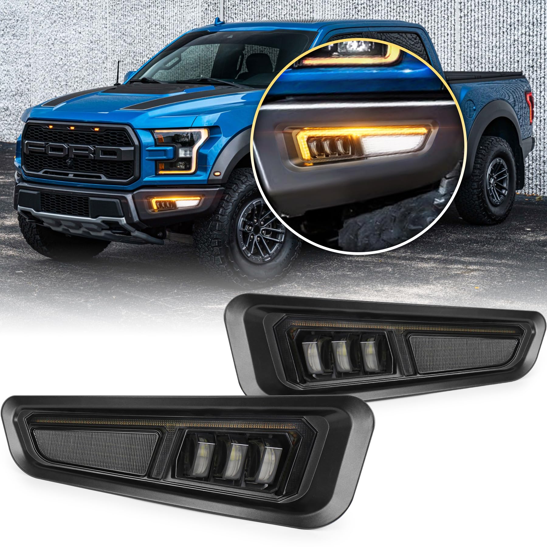 Ford Raptor Fog Lights Amber Sequential Turn Signal White Dr ...