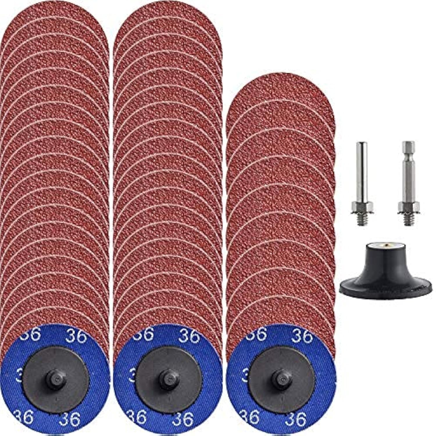 50Pcs Roll Lock Quick Change Discs Set, 36 Grits 2 inch A/O Sanding ...