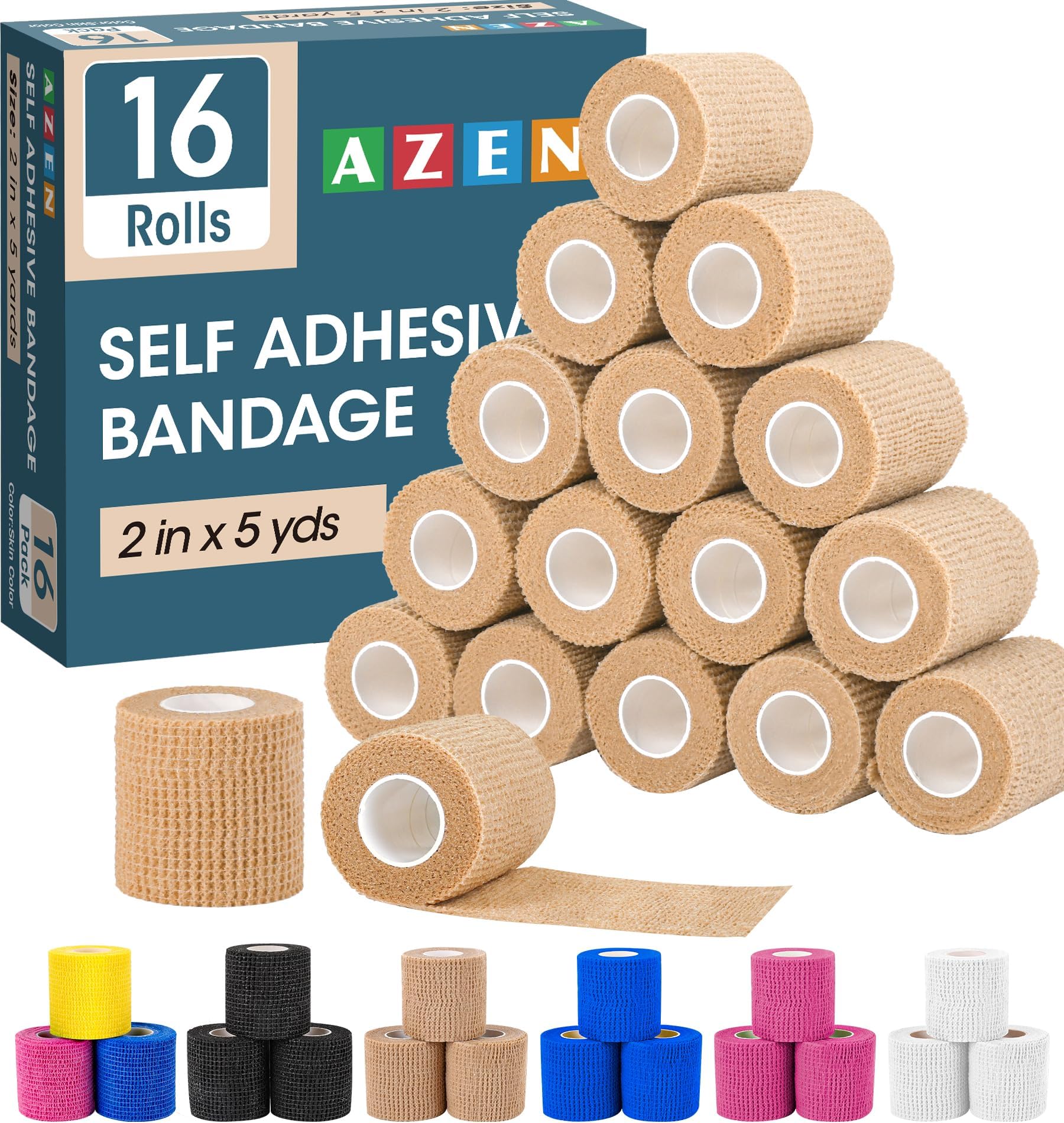Amazon.com: 12 Pack 2" x 5 Yards Self Adhesive Elastic Bandage Wrap ...