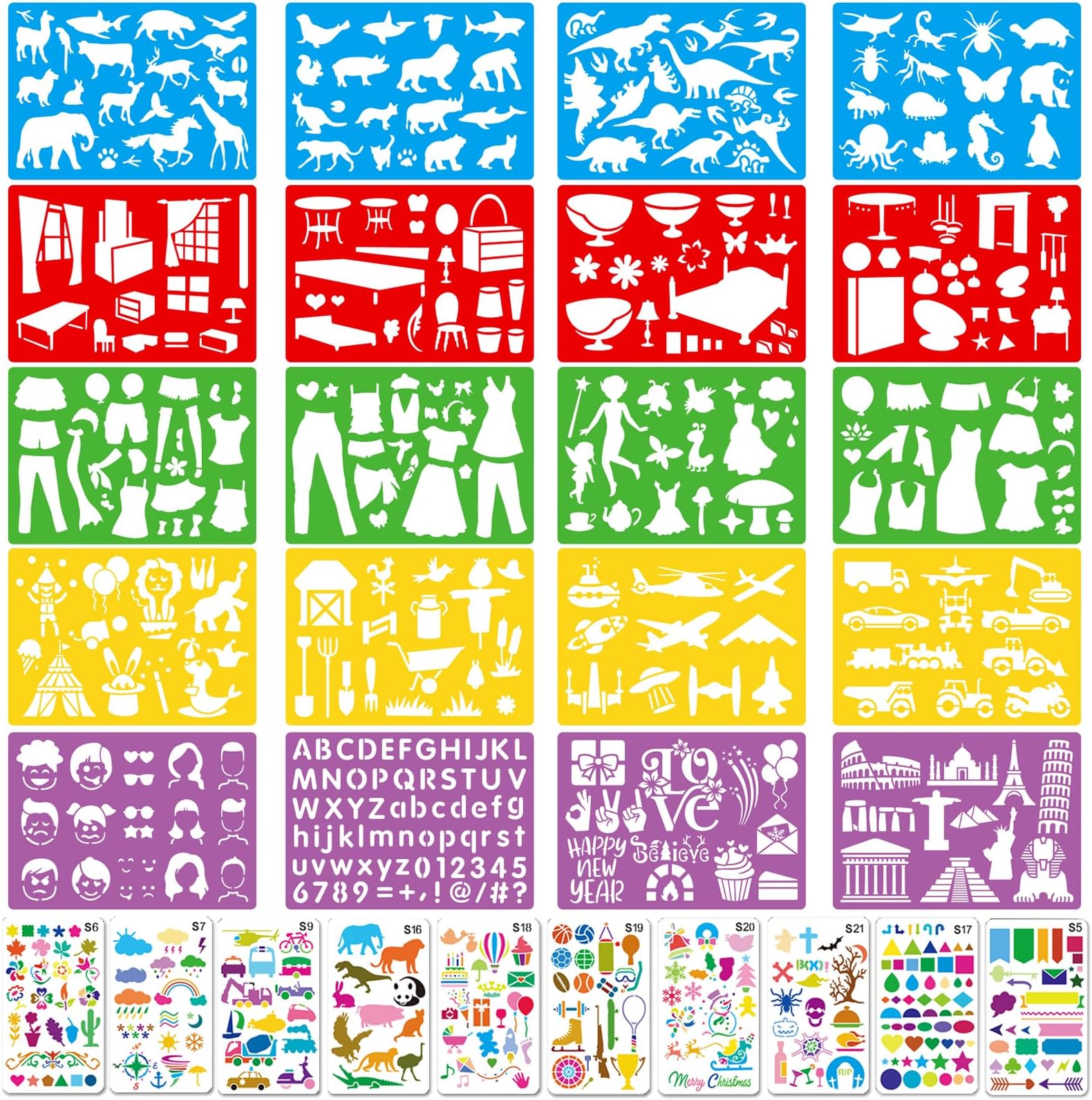 Amazon.com : CZONG 26 Pieces 10 x 7 Inch Drawing Stencil Set for Kids ...