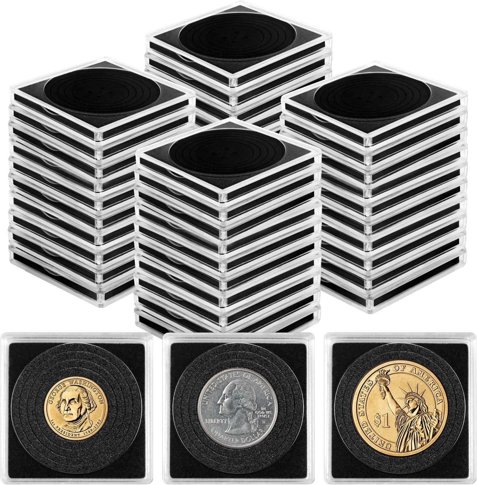 Amazon.com: Fansunta 80 Pcs Adjustable Acrylic Coin Collection Cases ...