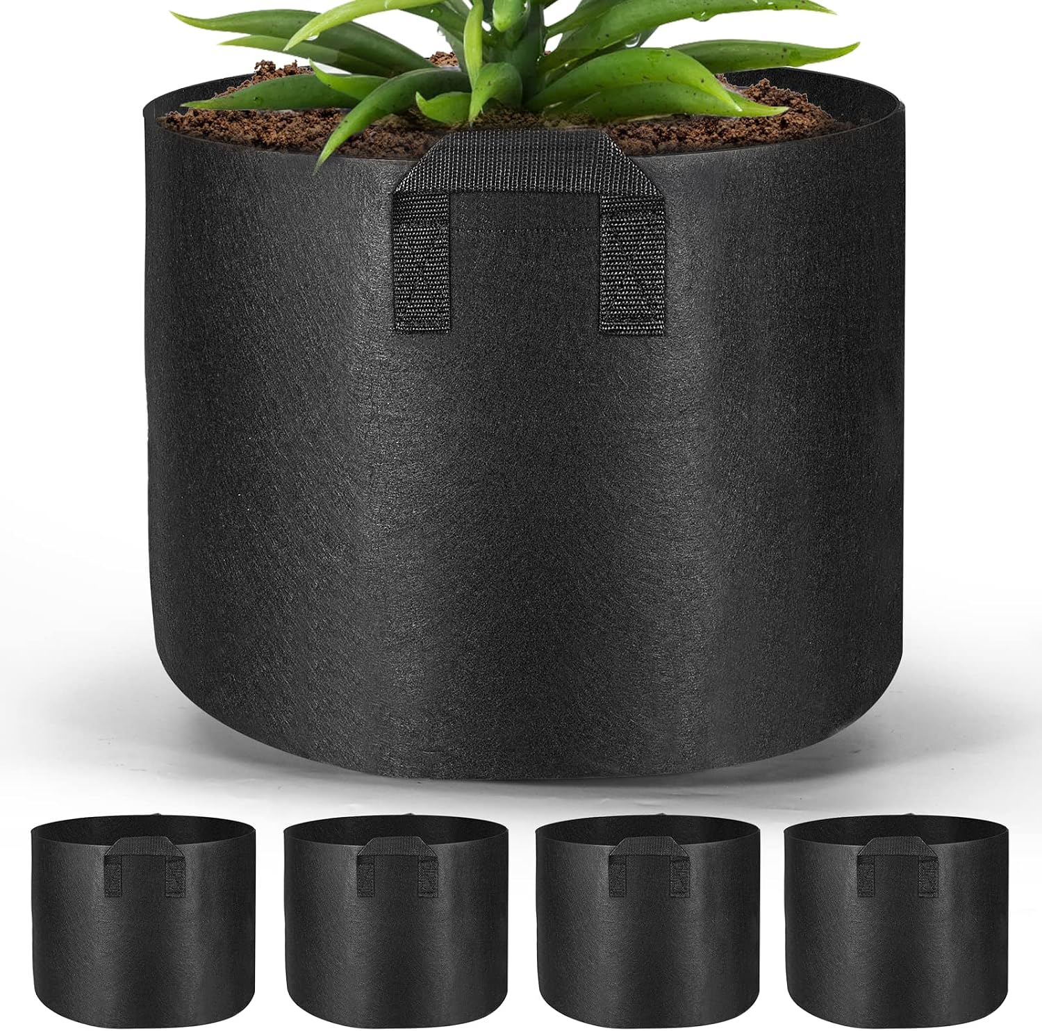 PTNITWO 3-Gallon 5-Pack Grow Bags Fabric Aeration Pots Container with ...