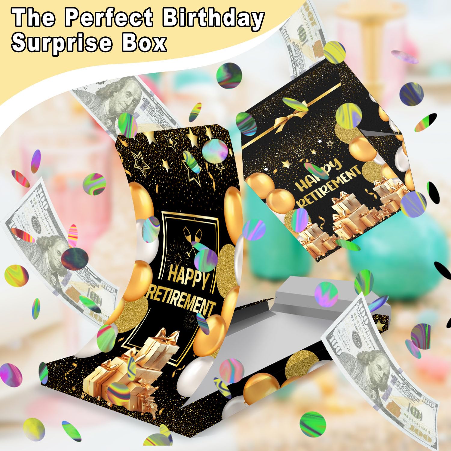 Snapklik.com : Sirjiera Birthday Explosion Surprise Box, Black Gold ...