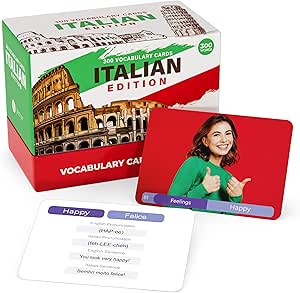 Amazon.com: Italian Vocabulary 300 Flash Cards - Beginner Vocab with ...