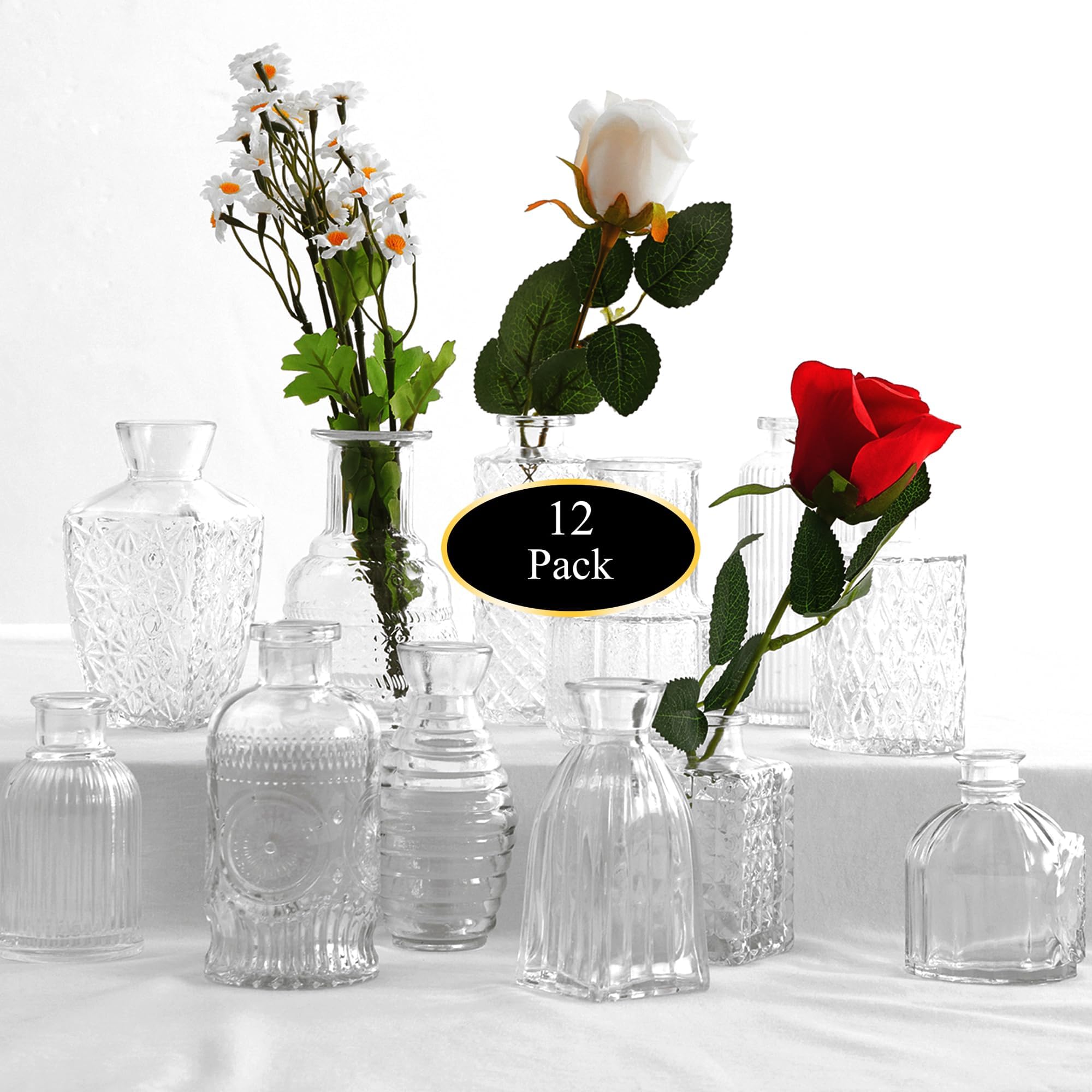 Amazon.com: Colored Glass Bud Vase Set of 10 - Small Vases for Flowers ...