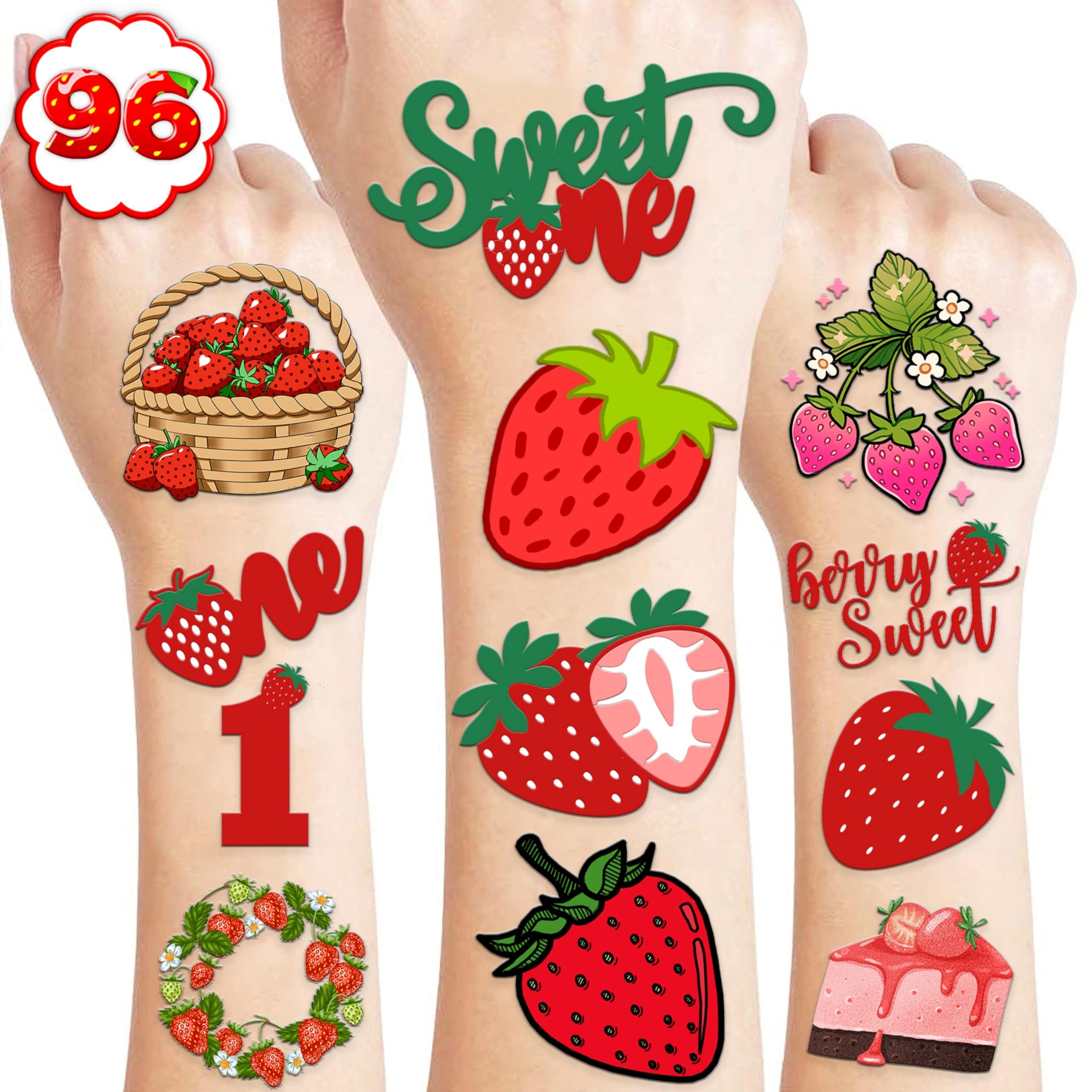 Strawberry Temporary Tattoos Strawberry Temporary Tattoo Set Of 3