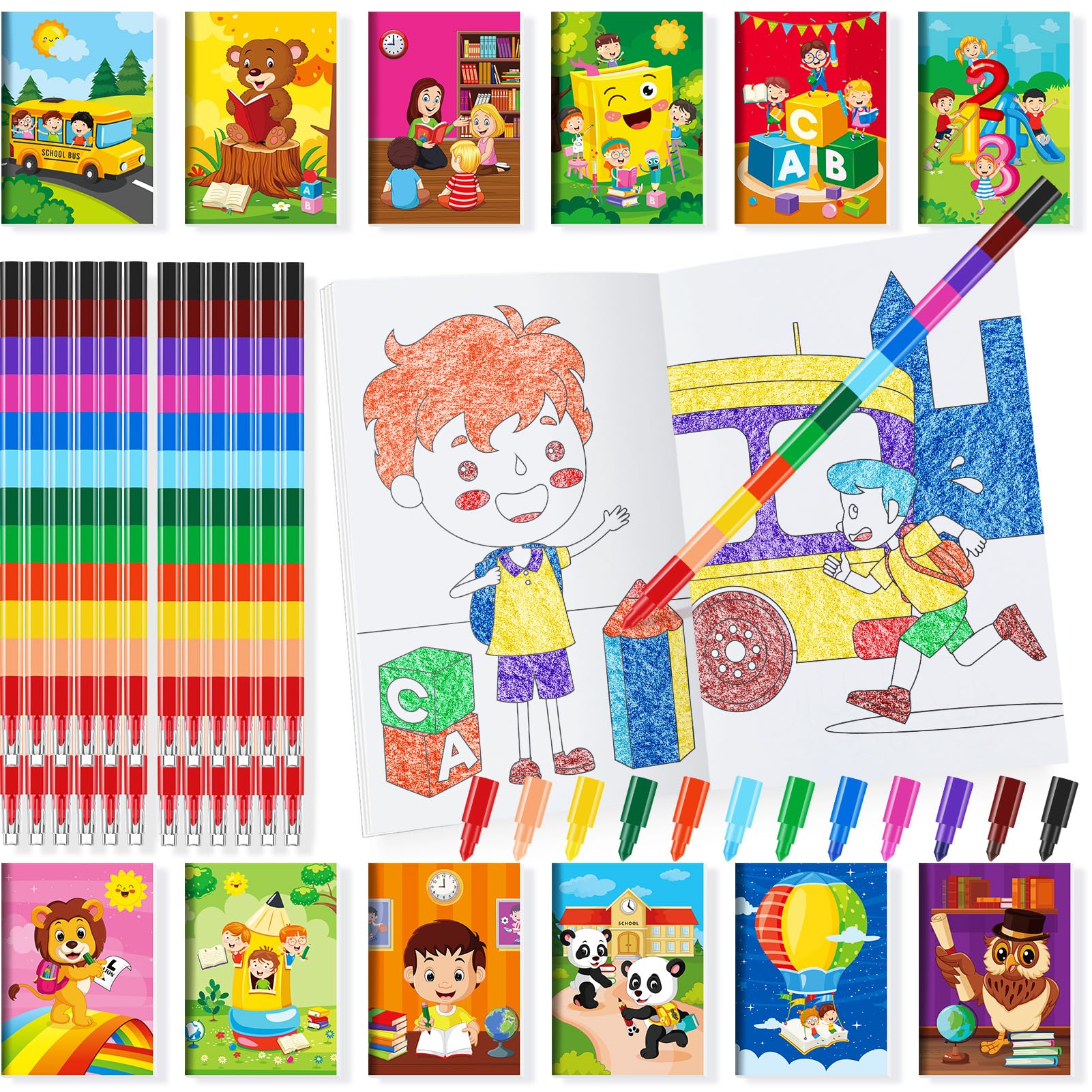 Amazon.com: BenLouis 24 Preschool Kindergarten Mini Coloring Books Kids ...