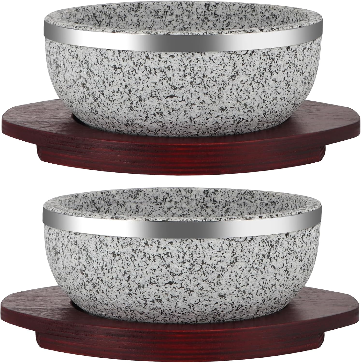 Amazon.com | Sanbege 2 Pack Granite Stone Bowl 32 oz, Dolsot Pot with ...