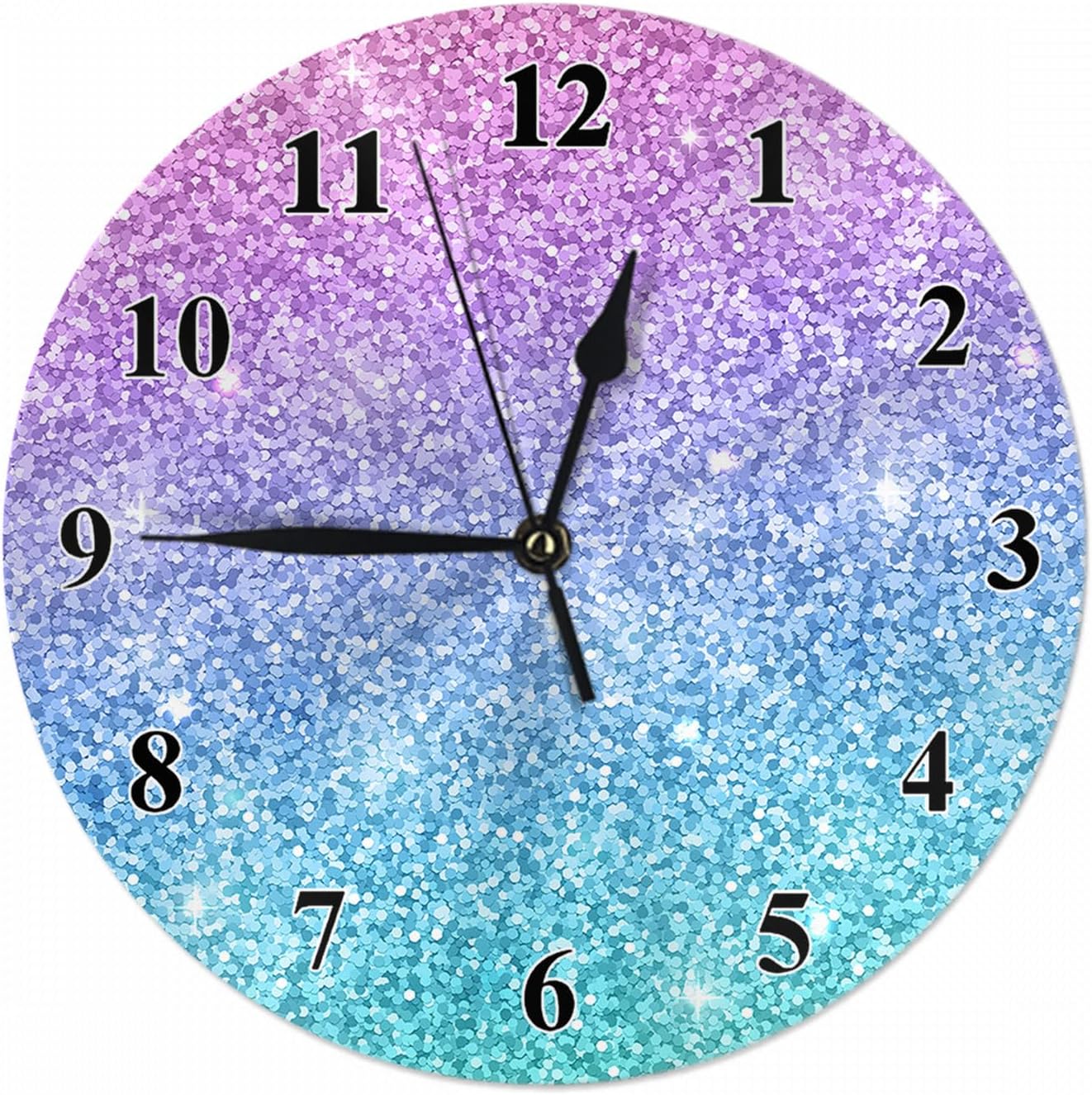 Amazon.com: LoLo UoUo Pink Blue Glitter Wall Clock Bright Beautiful ...