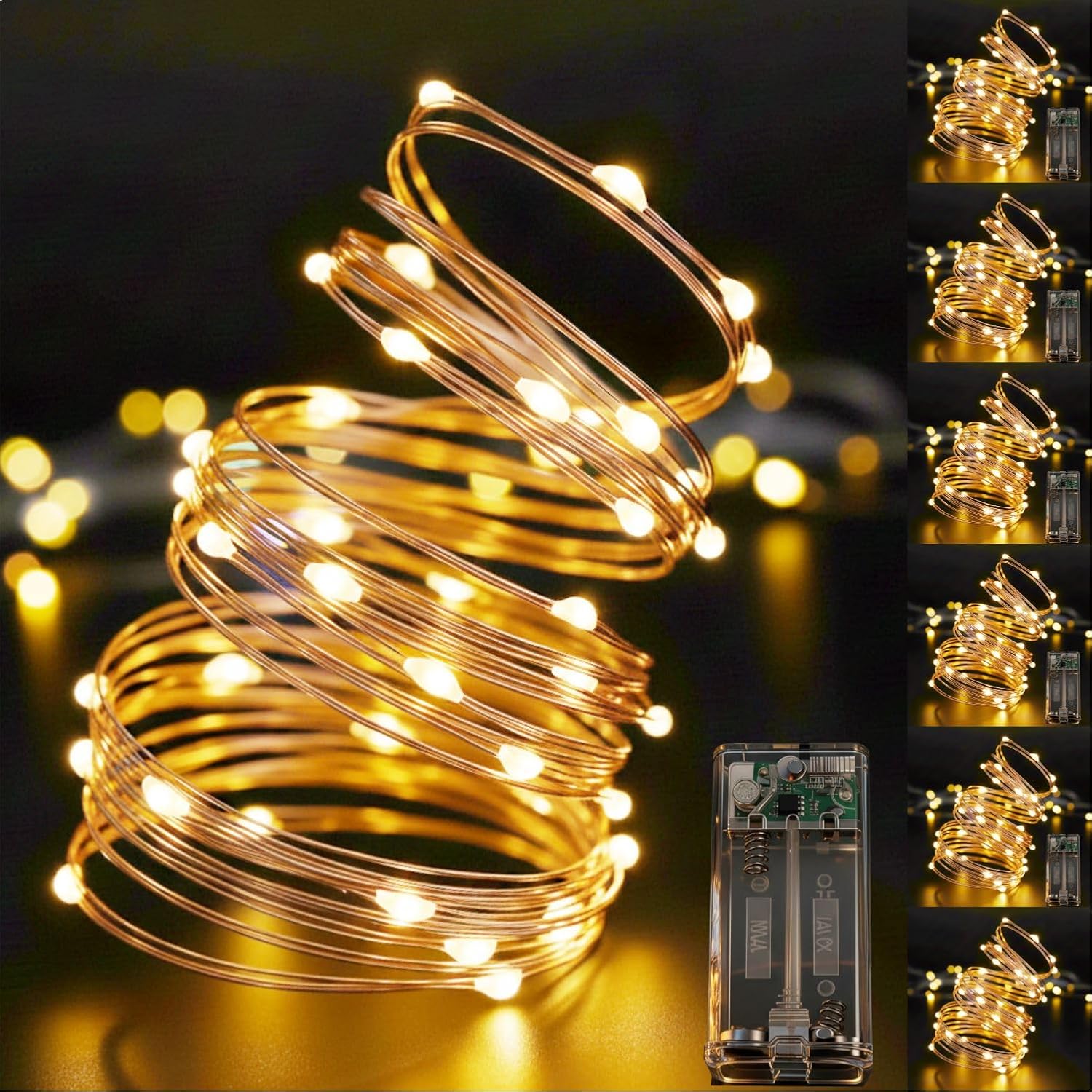 Amazon.com: LightSeek 6 Pack Fairy Lights Battery Operated, 6.65FT 20 ...