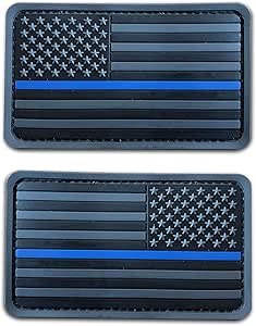 Amazon.com : 2x3.5 3D PVC Rubber Thin Blue Line US USA American Patch ...