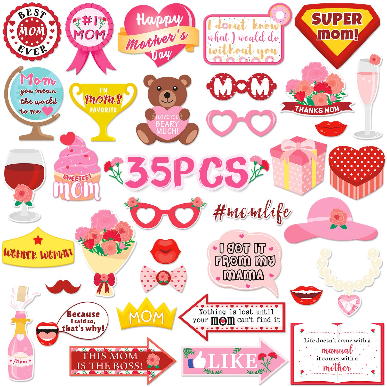 Snapklik.com : 35PCS Mothers Day Photo Booth Props Mothers Day Party ...
