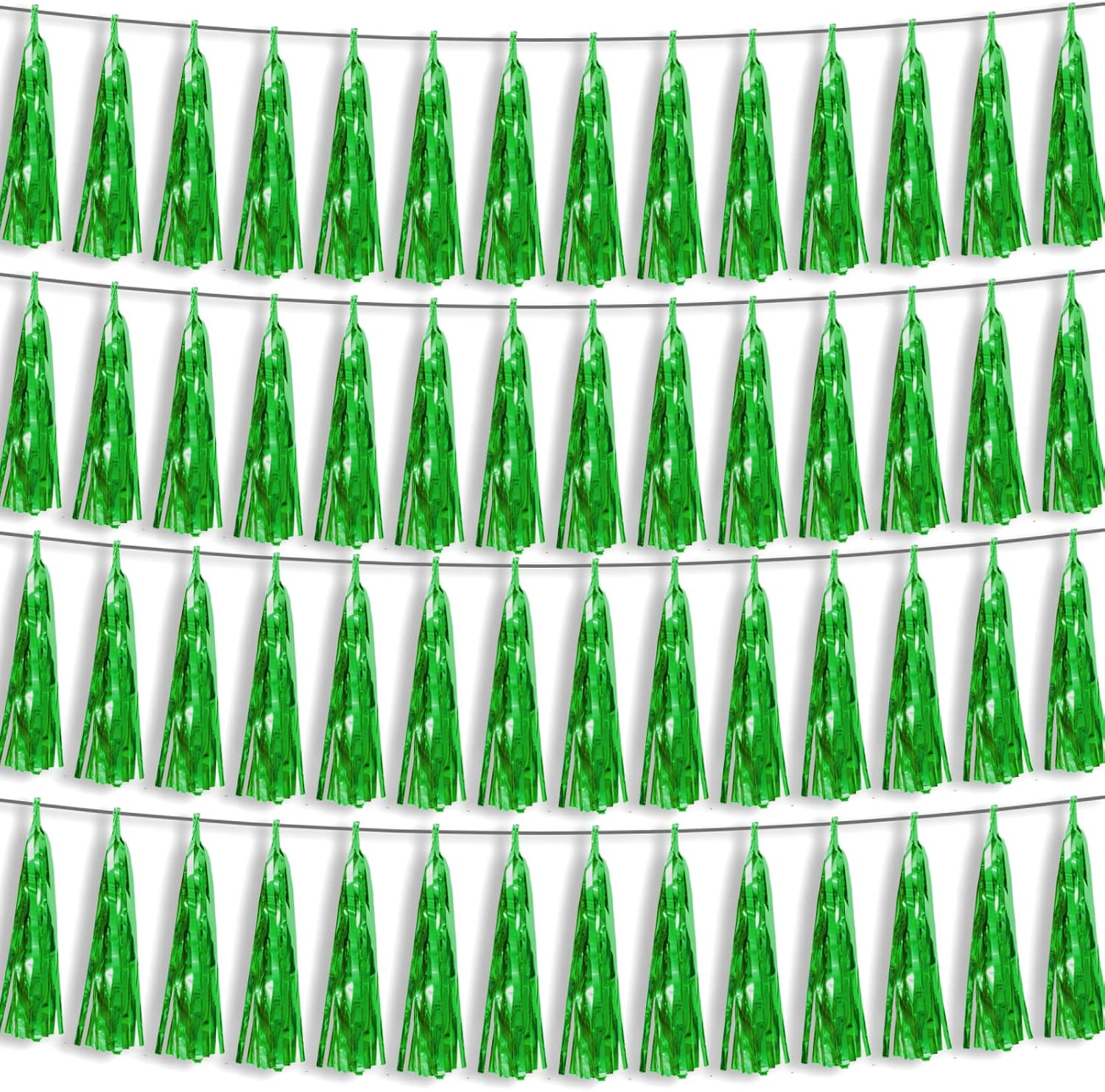 Amazon.com: 4P Green Foil Fringe Metallic Streamers Banner Tassel ...