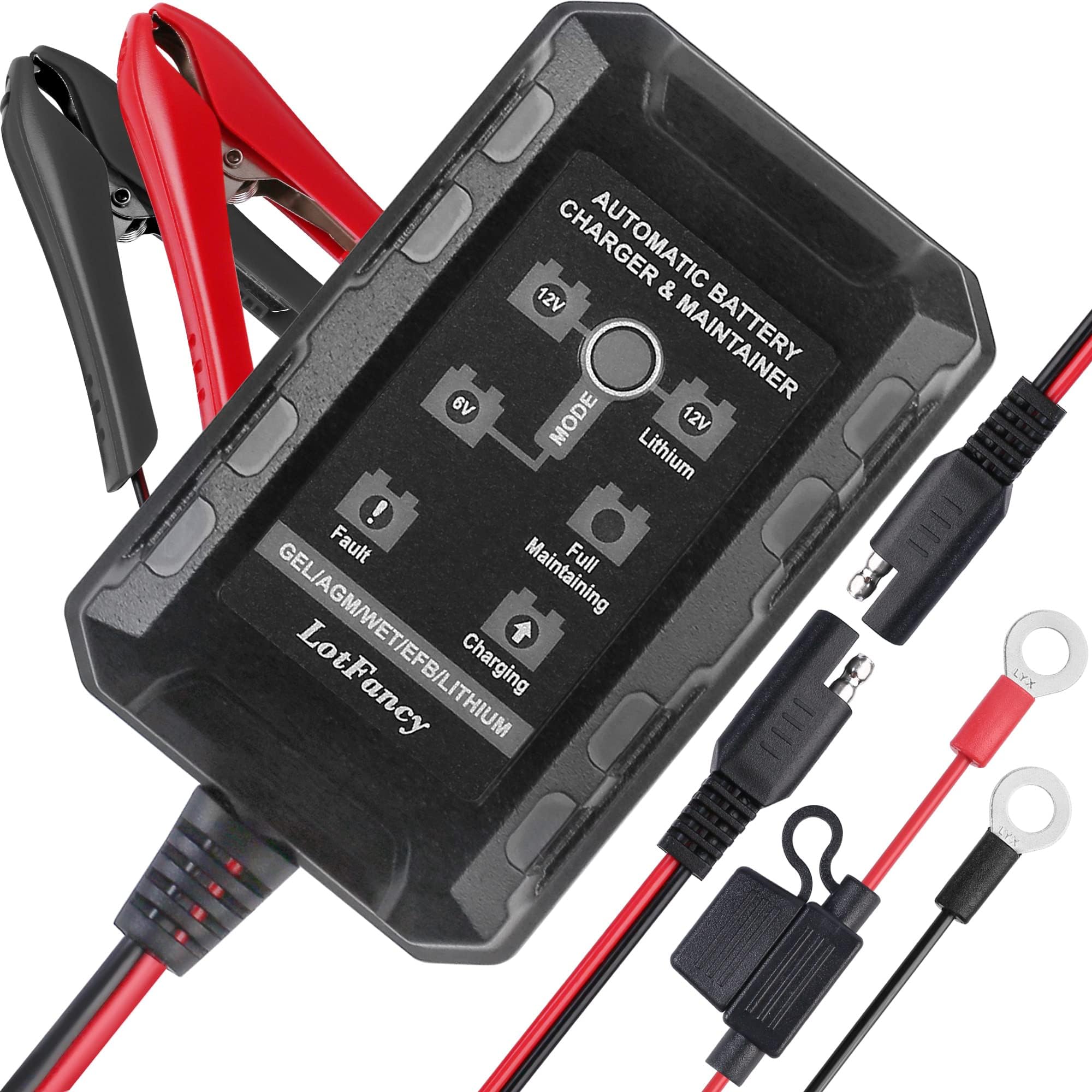 Amazon.com: LotFancy 6V 12V 1.5A Battery Charger and Maintainer, Smart ...