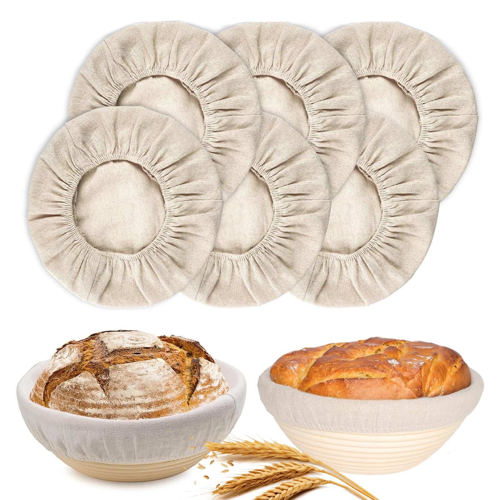 Amazon.com: 6 Packs Round Bread Proofing Cover for Banneton Basket，9 ...