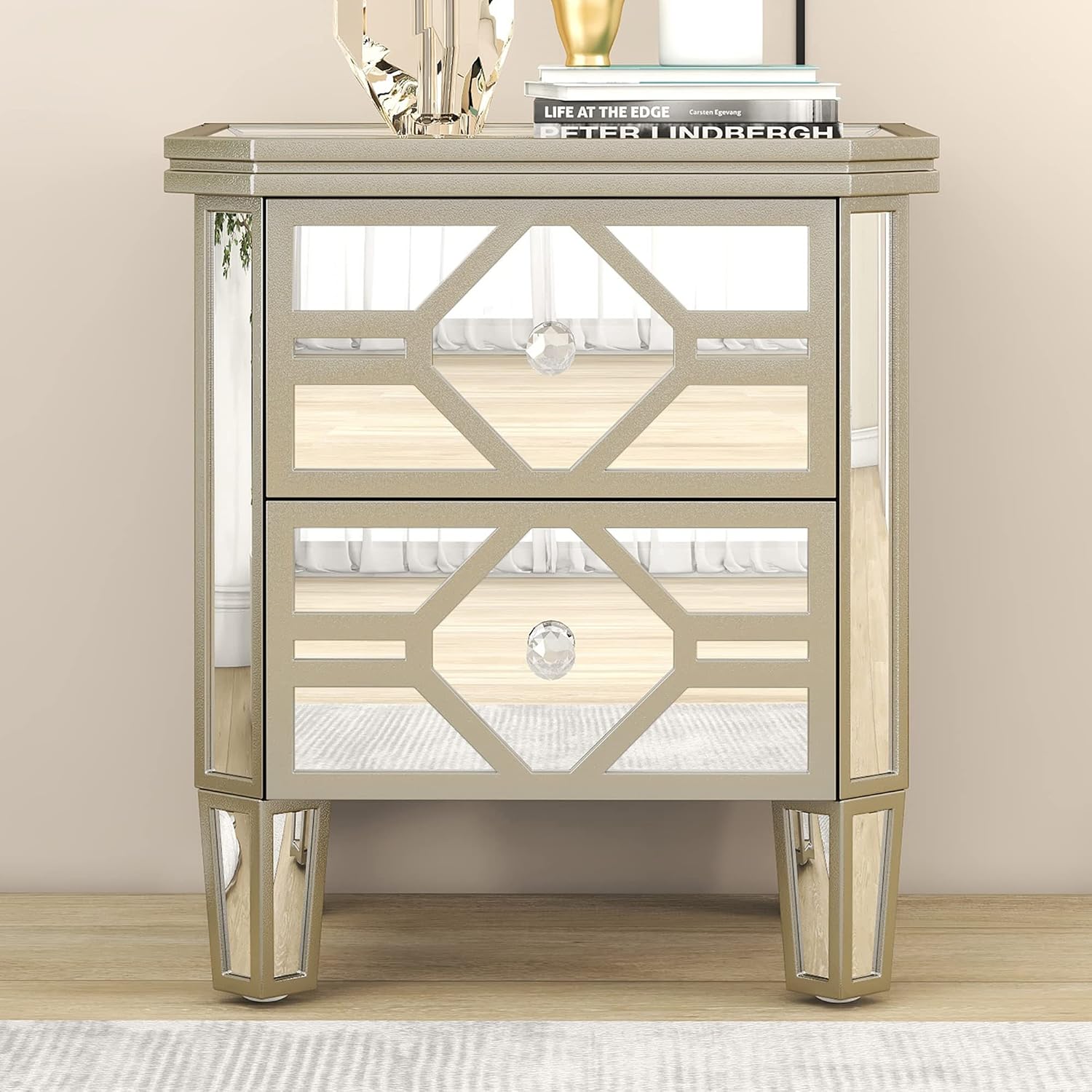 Amazon.com: Bellemave Mirrored Small Dresser 2-Drawer Nightstand End ...