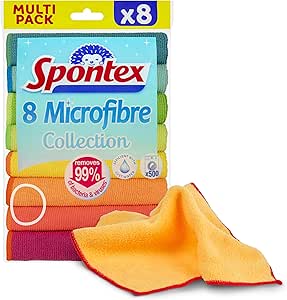 Spontex Microfibre Cloths for Cleaning | 8 Microfibre Collection ...