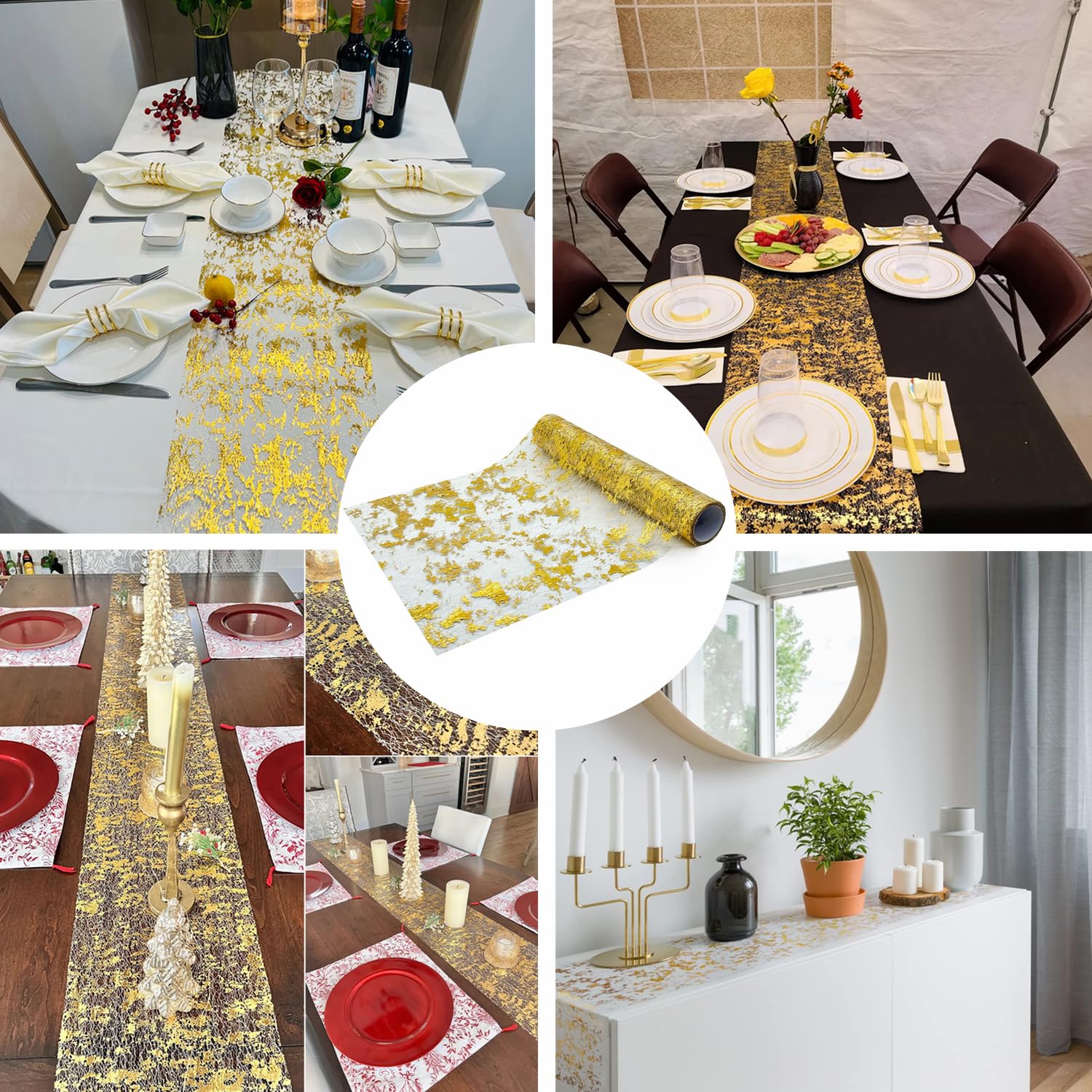 Snapklik.com : Antfees Sequin Glitter Foil Metallic Gold Thin Mesh ...
