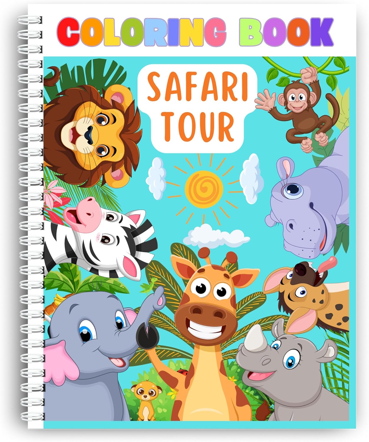 Amazon.com: Coloring Pages, Safari Tour Coloring Book for Kids – Spiral ...