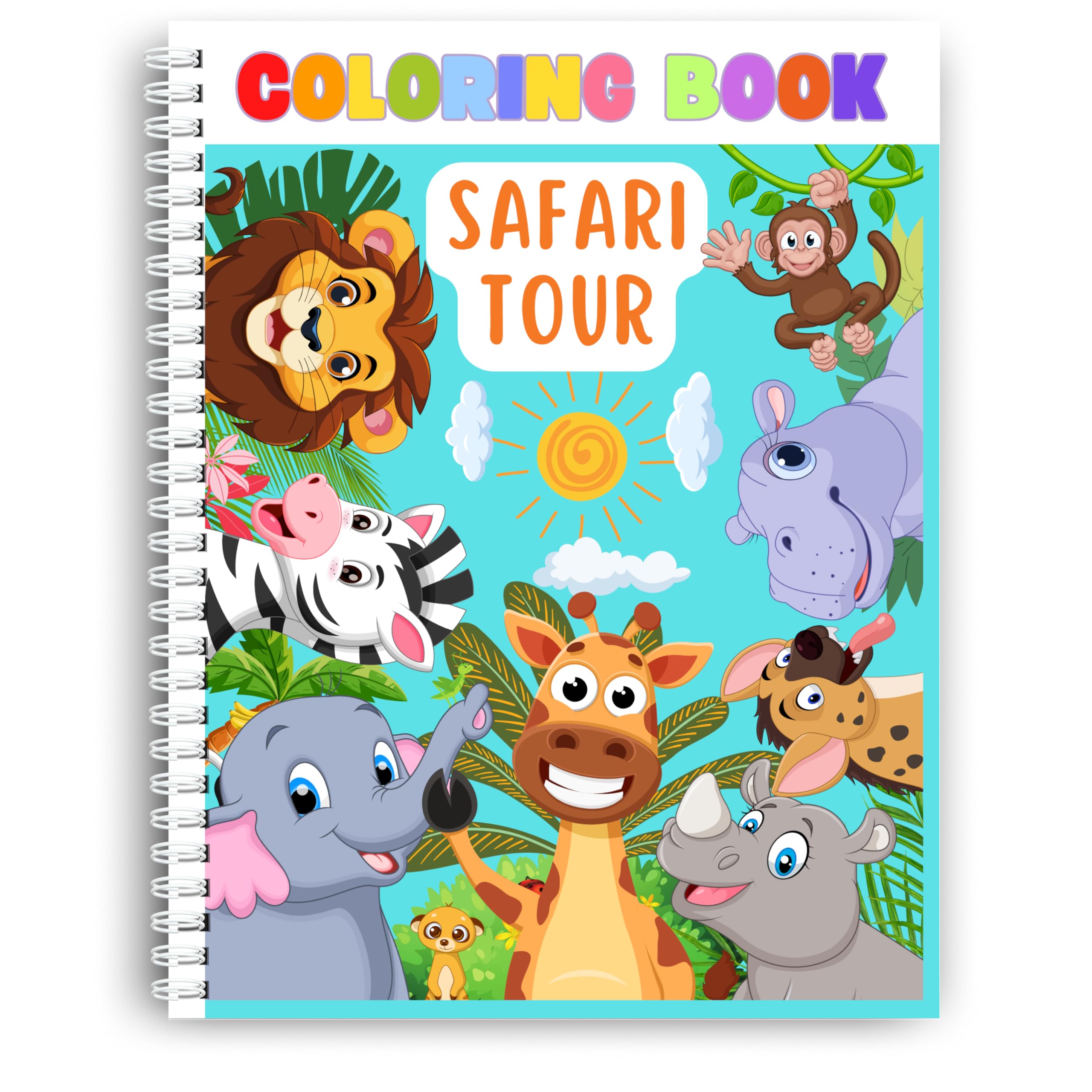 Amazon.com: Coloring Pages, Safari Tour Coloring Book for Kids – Spiral ...