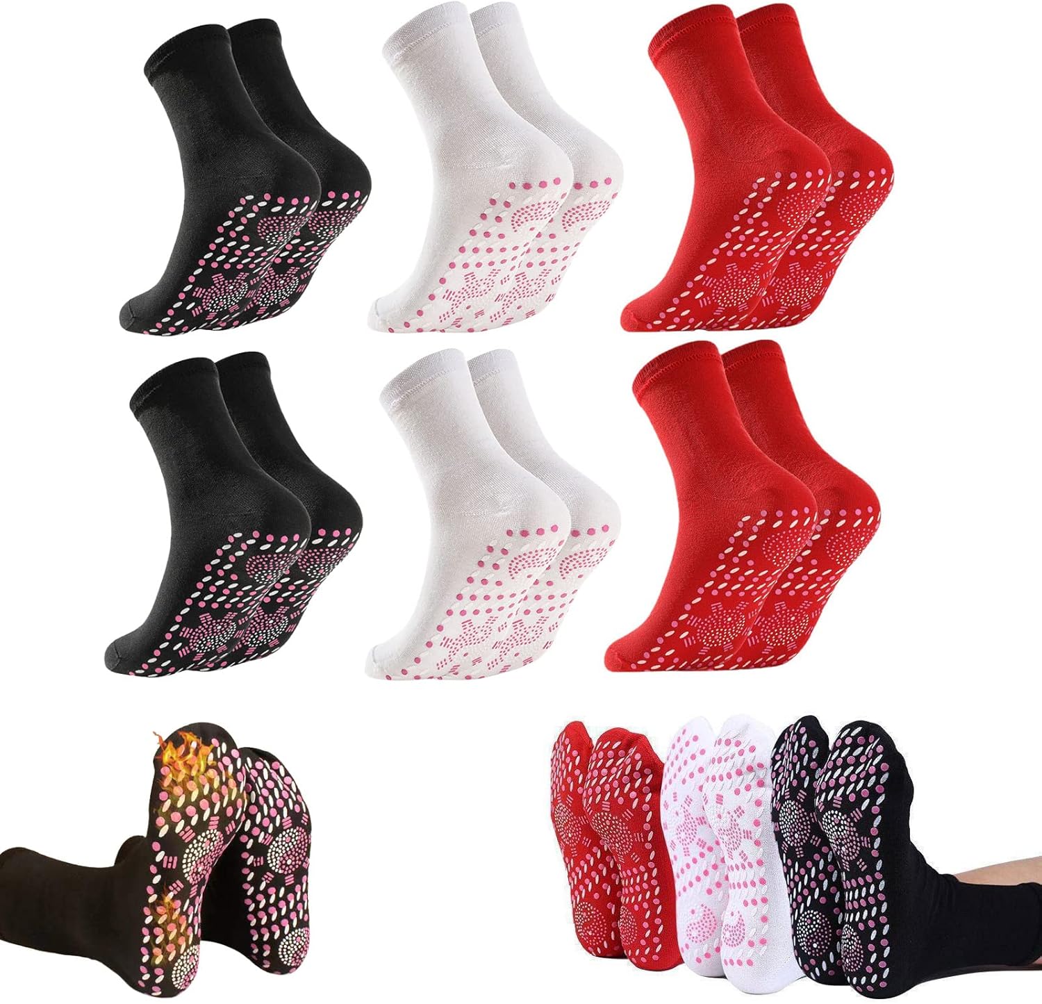 8pairs AFIZ Tourmaline Slimming Health Sock, Acupressure Self-Heating ...