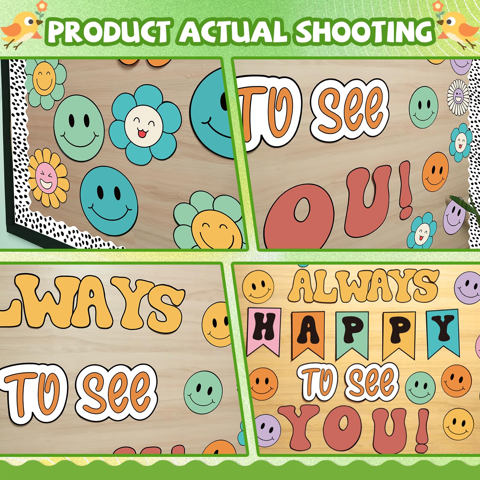 Retro Smiley Face Border Roll School Wall Door Decor VABAMNA Retro ...