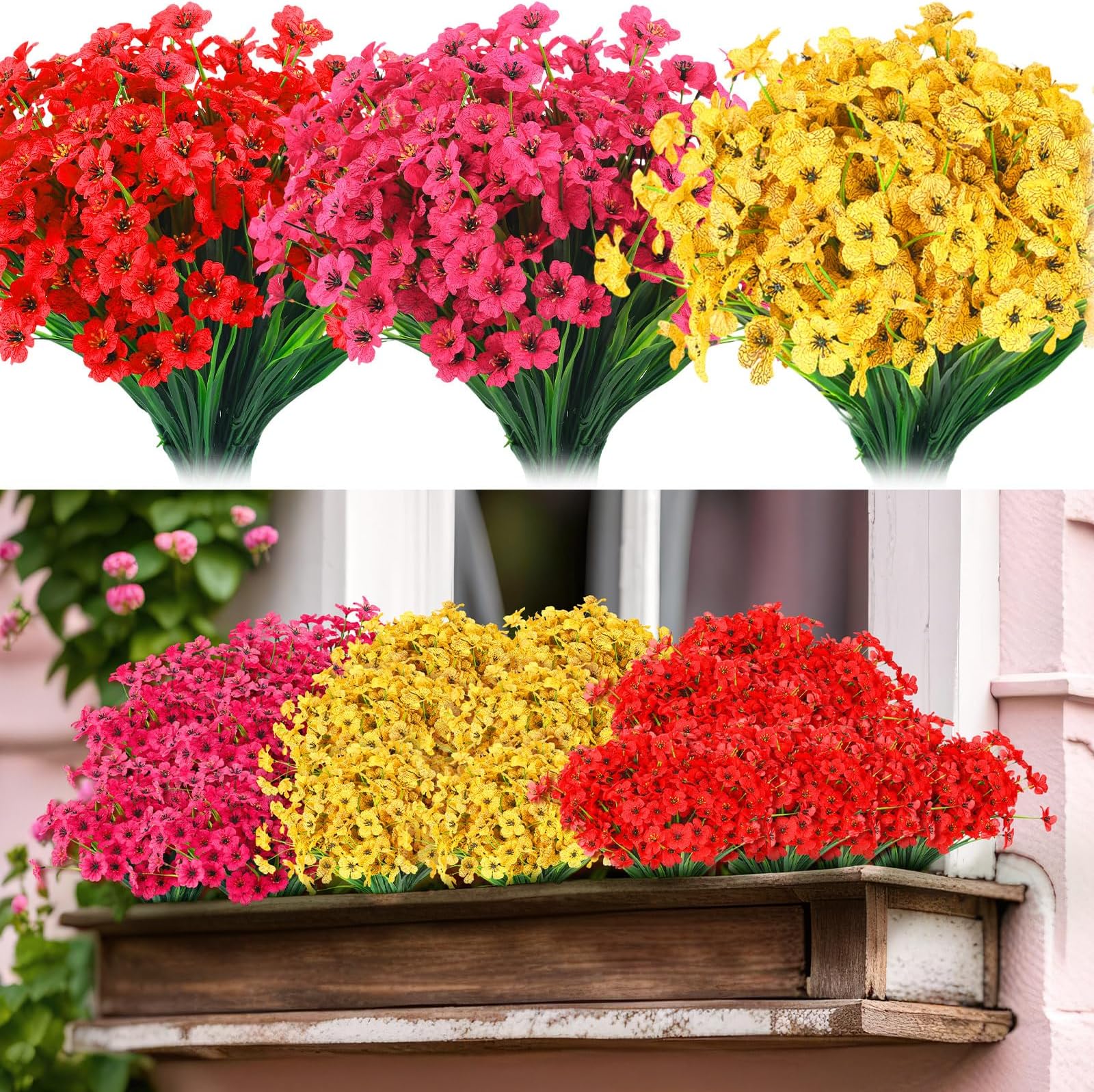 Amazon.com: XunYee 60 Bundles Spring Artificial Flowers for Outdoor ...