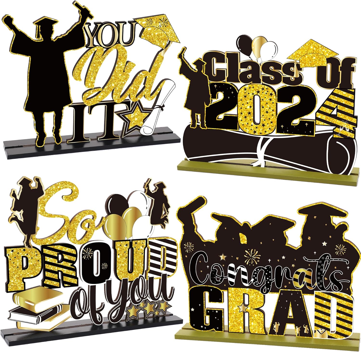 Amazon.com: Romart Wooden Graduation Table Centerpieces: 4 Pieces ...