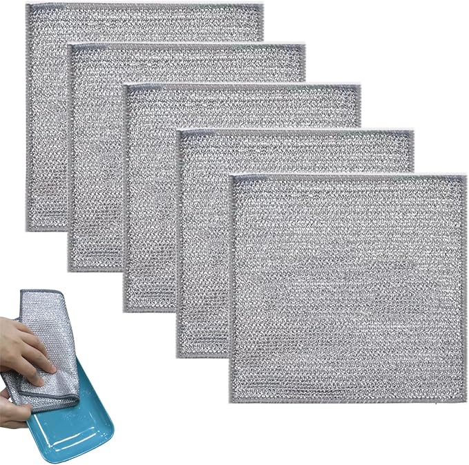 LPMXYW 5 PCS Multipurpose Wire Dishwashing Rags for Wet and Dry Non ...