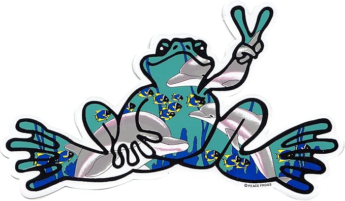 Amazon.com: Peace Frogs Dolphin Frog Sticker, Multicolored : Arts ...