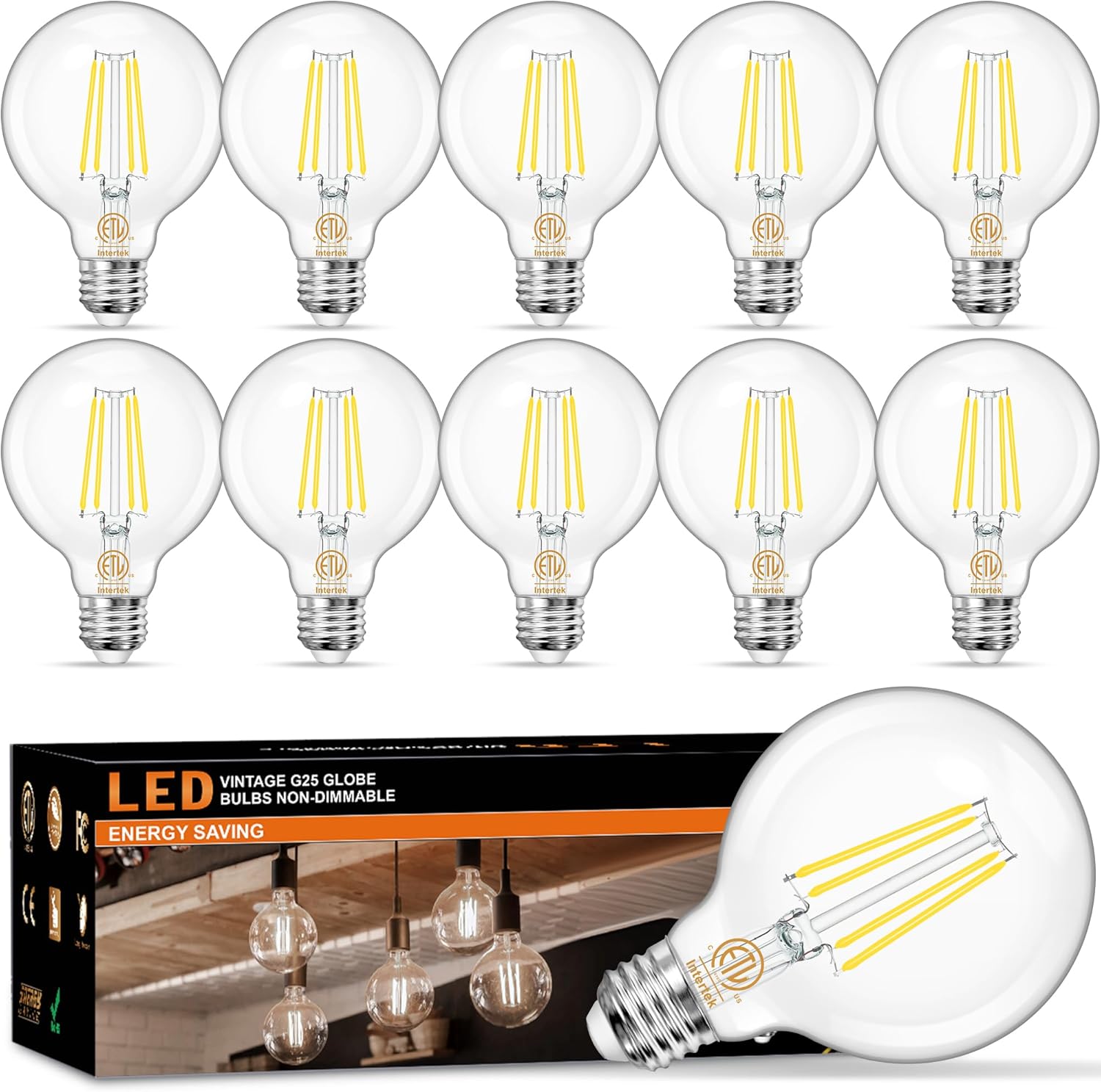 Dekang Round Light Bulbs for Bathroom 5000K Daylight, E26 Base G25 LED ...