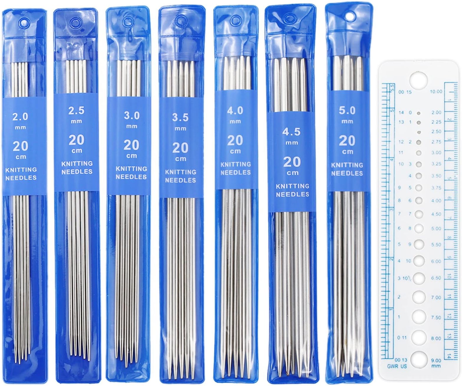 TILY Knitting Needles, 11 Pairs Stainless Steel Straight Needles Kit ...