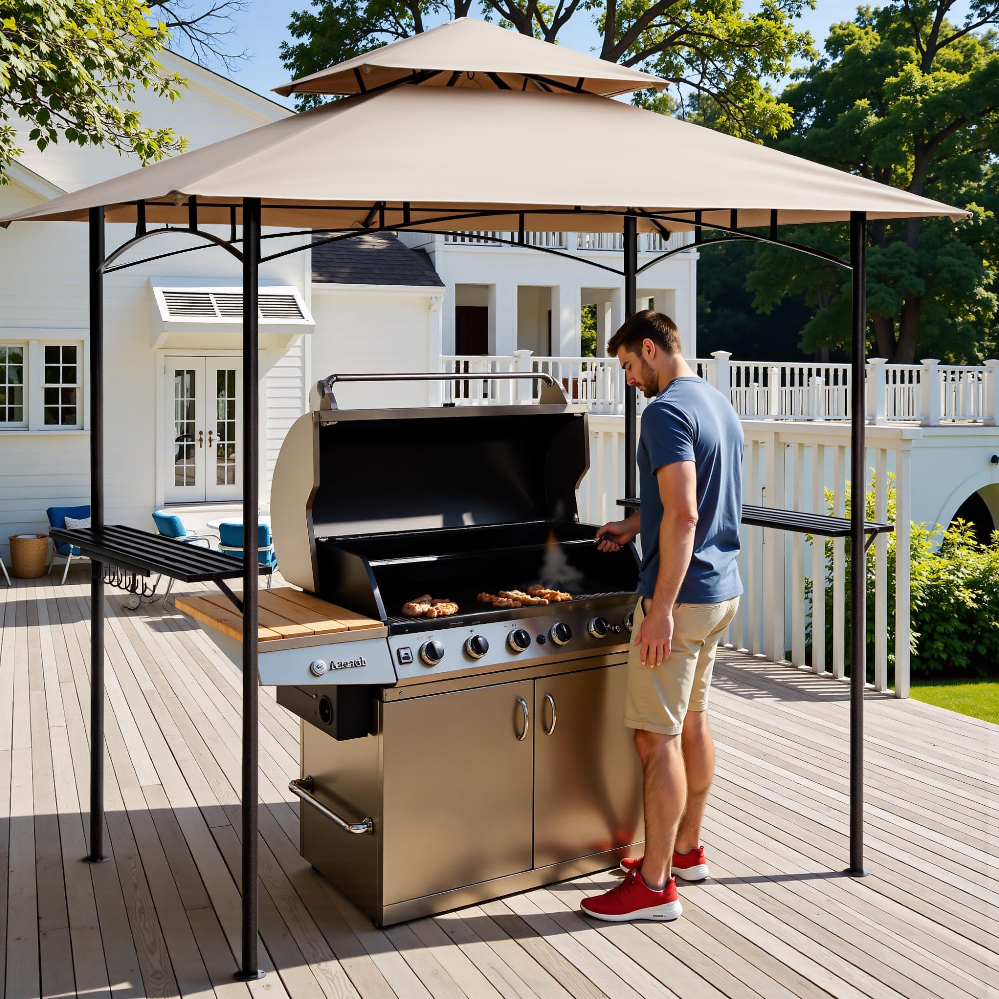 Amazon.com : Flamaker Grill Gazebo 8 ft x 5 ft Outdoor Canopy Patio ...