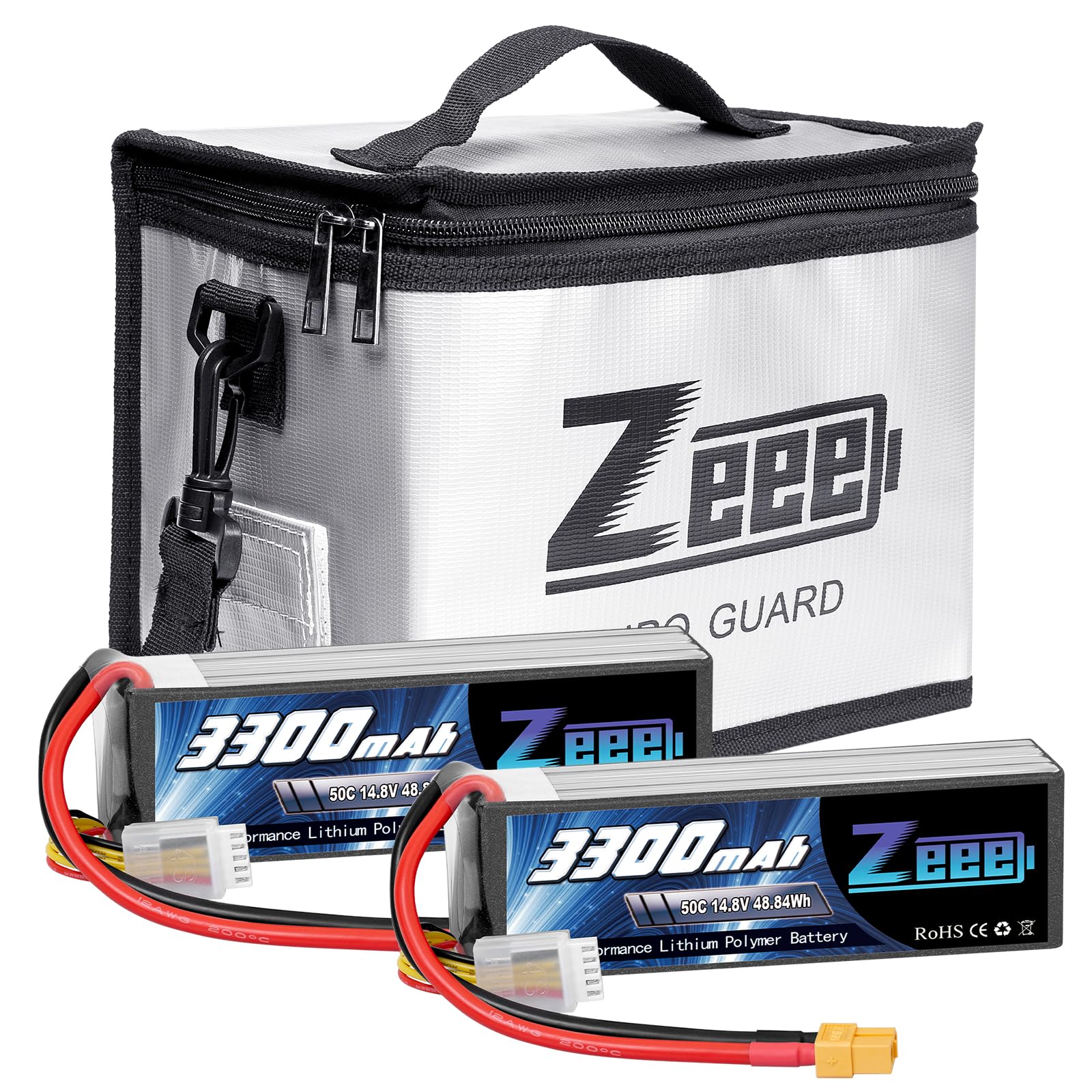Amazon.com: Zeee 14.8V 50C 3300mAh 4S RC Lipo Battery with XT60 Plug 2 ...