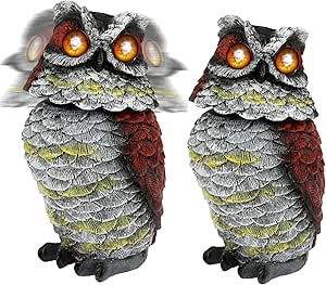 Solar Owl Decoy with Flashing Eye & 360° Shaking Head, Motion Activated ...
