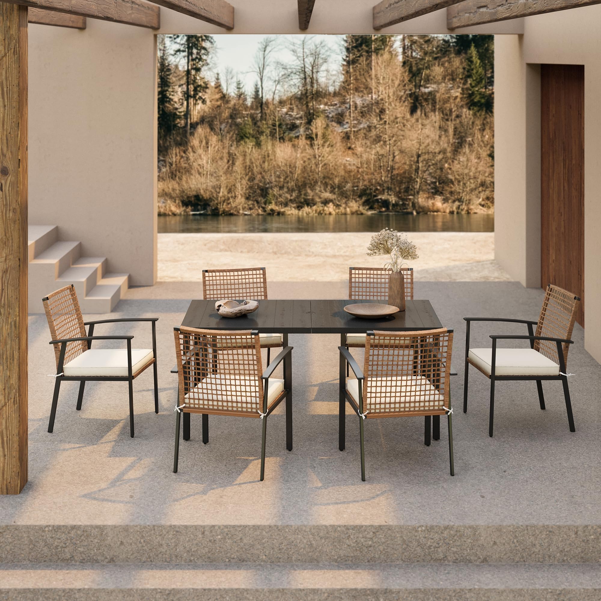 Amazon.com: RoyalCraft Aluminum 6 Pieces Patio Dining Sets, Outdoor ...